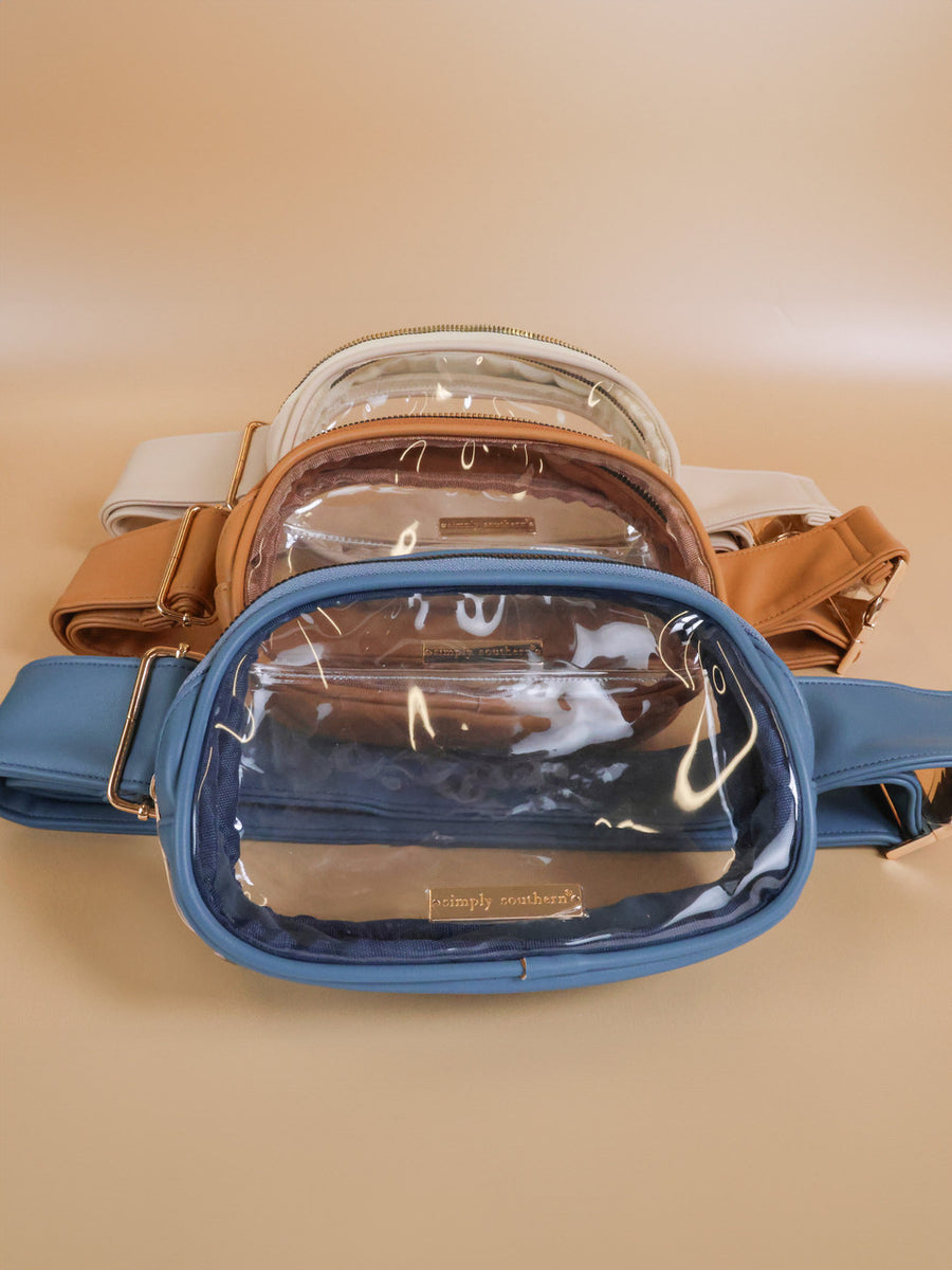 Azure Blue Leather Stadium Belt Bag – Rhinestone Ranch